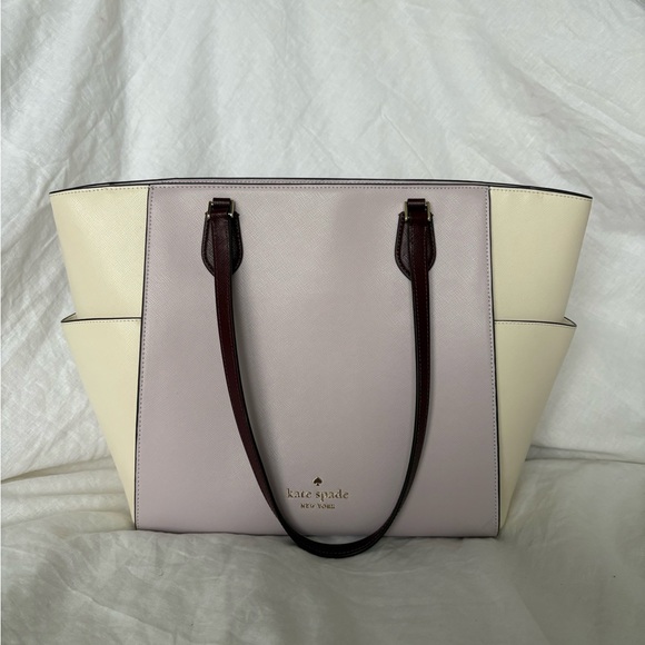 kate spade | Bags | Kate Spade Elegant Cream And Lavender Tote | Poshmark